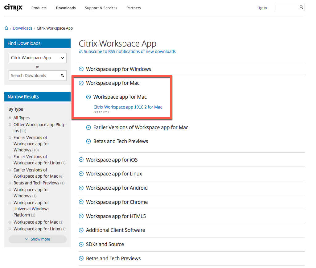 Install The Citrix Workspace App